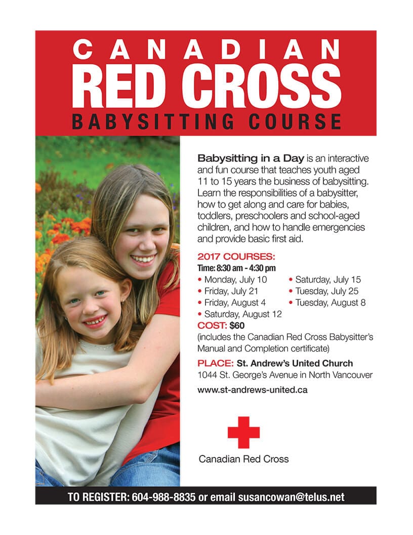 Canadian Red Cross Babysitting Course at St. Andrews United Church ...